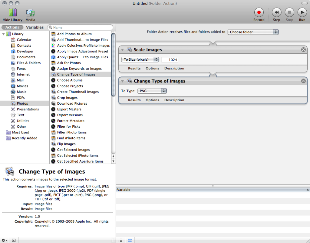 Automator Folder Actions 8160
